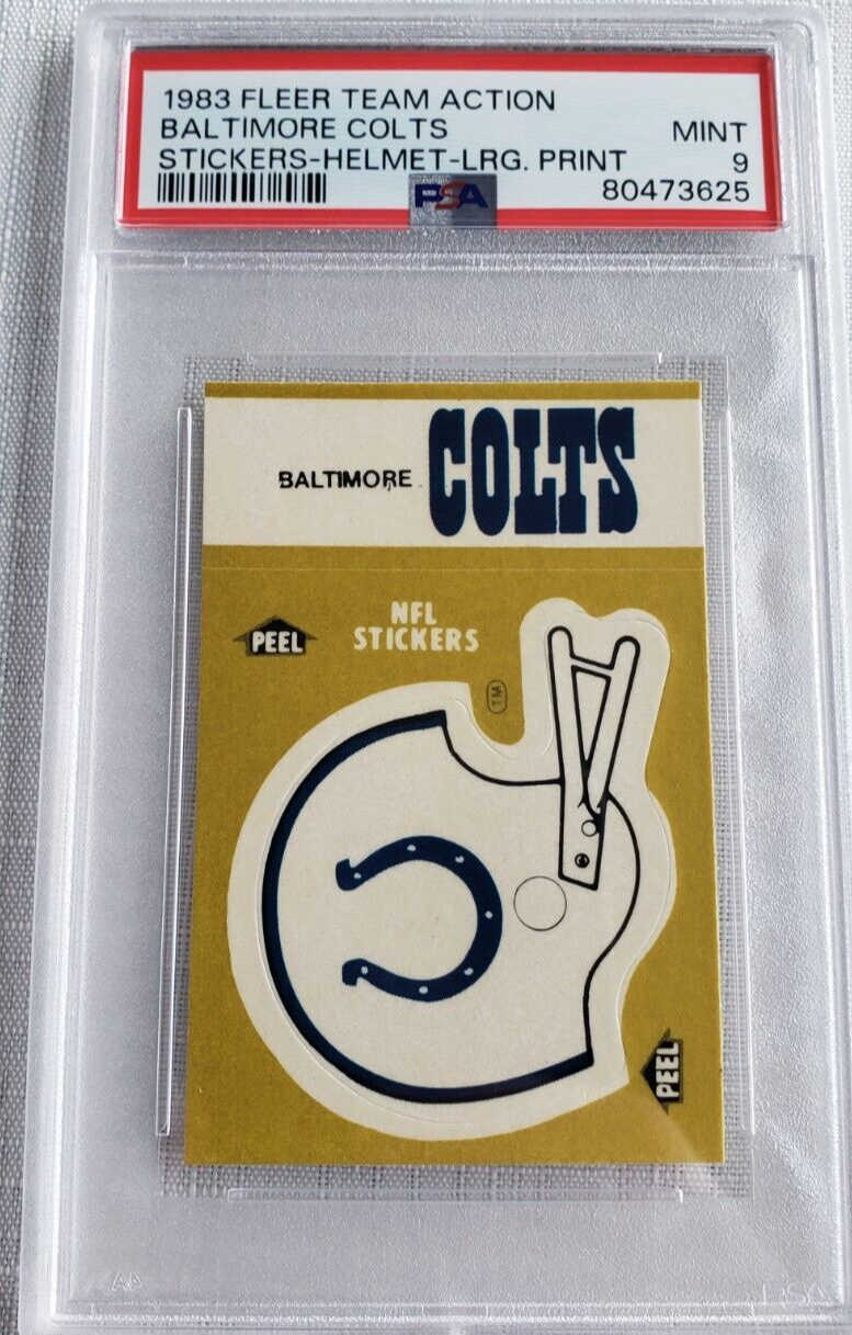 1983 Fleer Team Action Baltimore Colts Stickers Helmet Card PSA 9 Mint ...