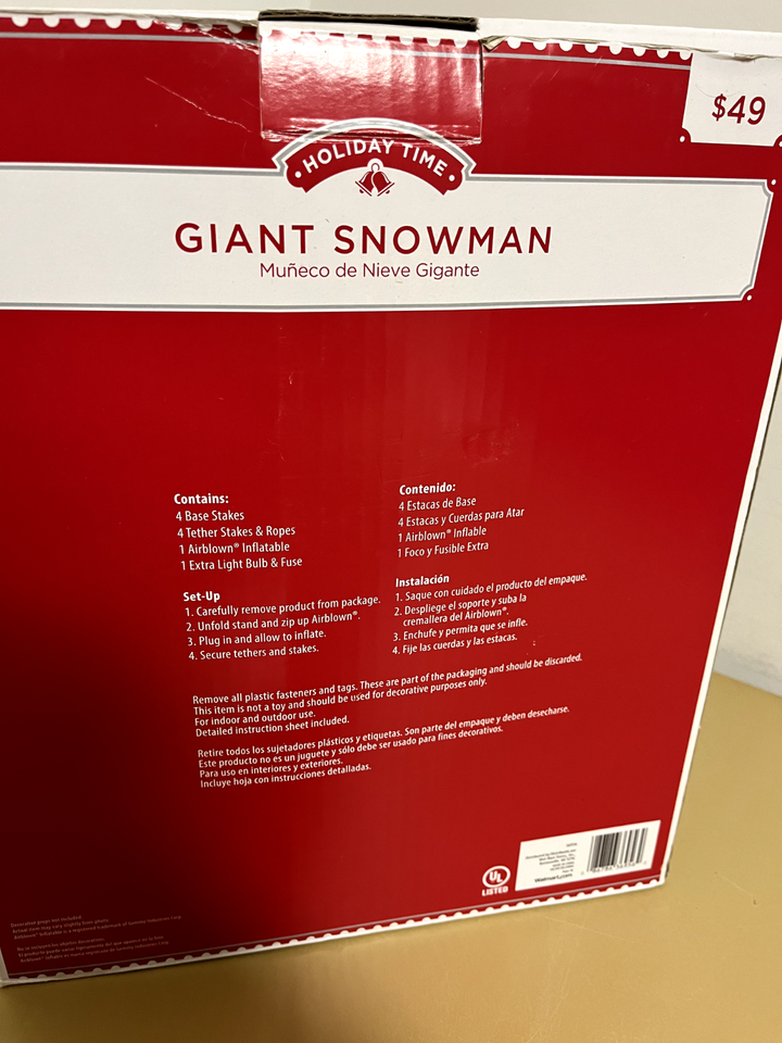 Holiday Time Giant Snowman 10 foot, Gemmy Airblown Inflatable ...