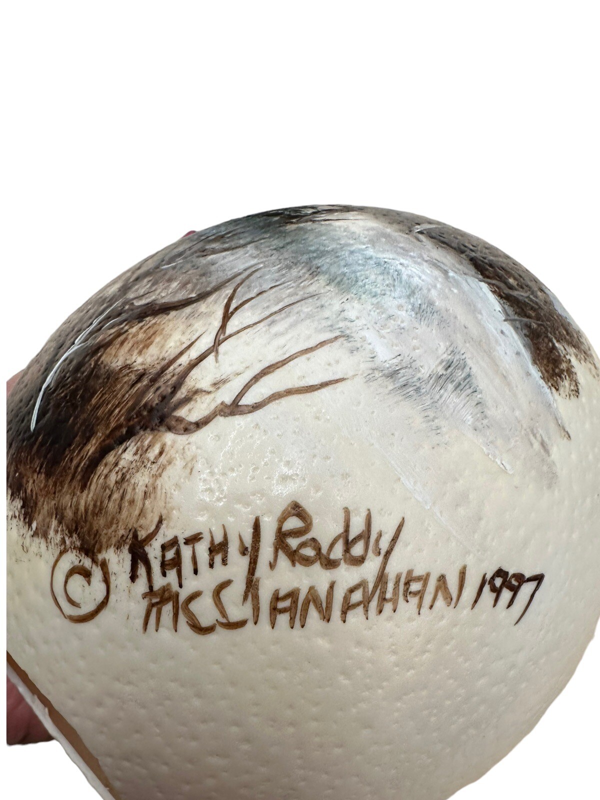 Rare 1997 Kathy Roddy Hand Painted Signed Ostrich Egg Art Accent Lamp ...