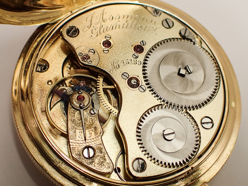 JULIUS ASSMANN GLASHÜTTE LEPINE GOLD TASCHENUHR 1A QUALITÄT 52mm 103g ...