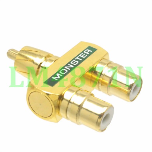 1pce Adapter RCA AV phono plug to 2x RCA socket jack Y audio Splitter ...