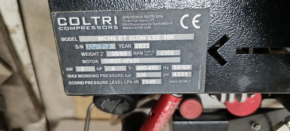 Coltri Mch6 ET ICON LSE 100 Breathing Air Compressor 330 bar Three ...