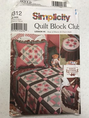 Simplicity #9312 Quilt Block Club Lesson #4 Rose of Sharon & Churn Dash ...