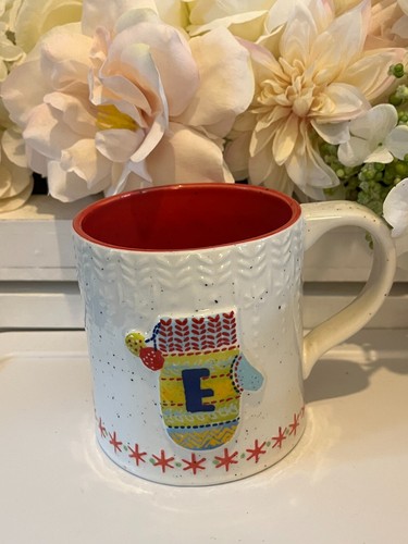 Anthropologie Bundled Up Mitten Mug Initial Letter E Monogram Coffee ...