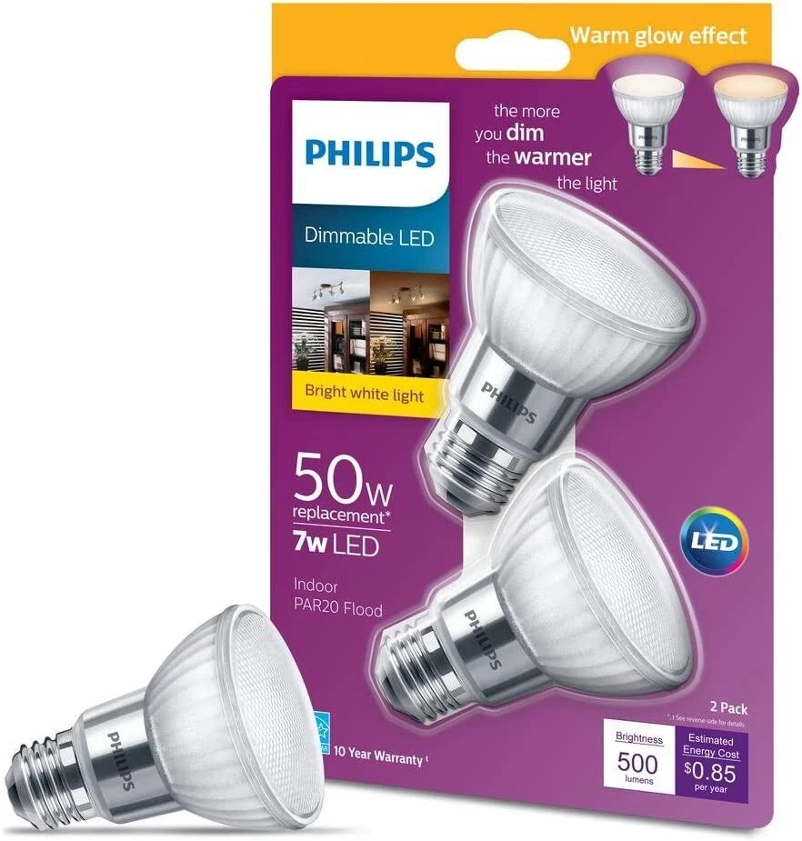 Philips 50 Watt Halogen Par20 Flood Light Bulbs | Shelly Lighting