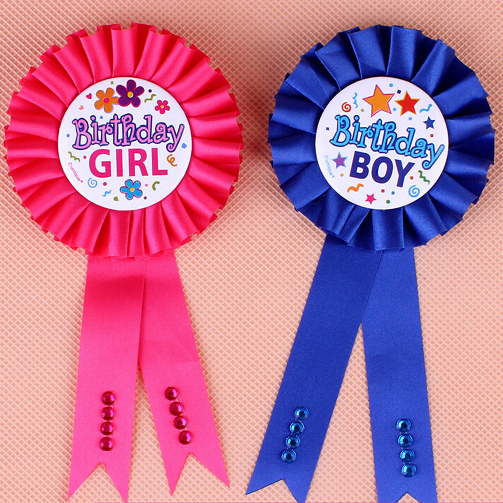 Birthday Girl Boy Award Ribbon Rosette Badge Pin Children's Party ...