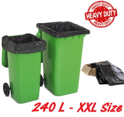 BLACK WHEELIE BIN LINERS STRONG REFUSE SACKS THICK BIG RUBBISH BAGS XXL ...