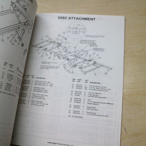 DMI TIGER ecolo Owner Operator Maintenance Parts Manual 9300 assembly ...