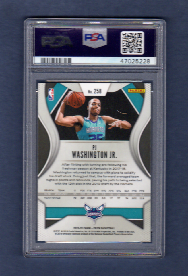 PJ WASHINGTON JR. 2019-20 PANINI PRIZM RC ROOKIE PSA 10 GEM MINT ...