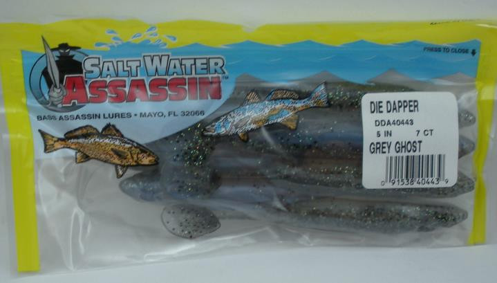 Bass Assassin DDA40443 5" Salt Water Die Dapper Grey Ghost 7CT | eBay