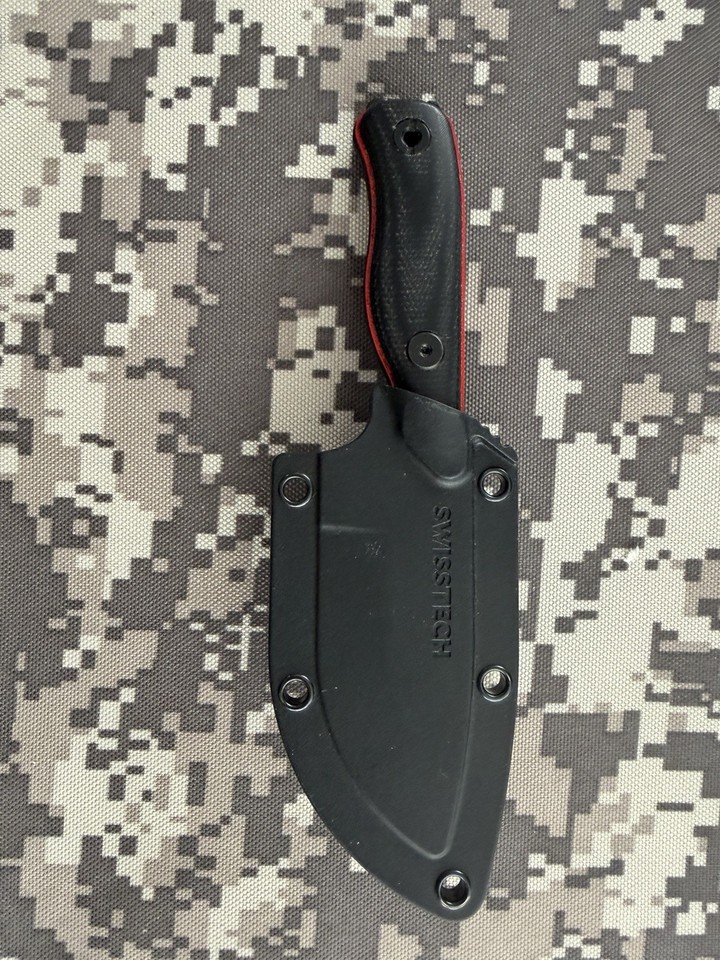 Swiss Tech Leicht Fixed Blade Knife, D2 Steel with Canvas Micarta ...