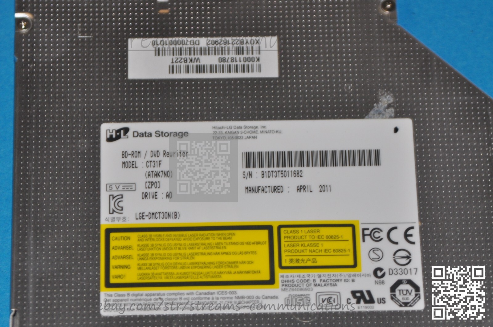 TOSHIBA Satellite P750 P755 P755D Laptop Blu-ray Disc BD-ROM DVD+RW ...