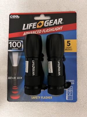 Life Gear ADVANCED FLASHLIGHT - 2 Pack LED 100 Lumens - 5 Light Modes ...