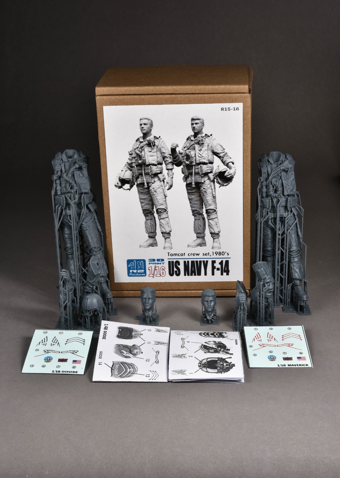 1/16 1980's USN U.S. NAVY F-14 PILOTS DUO unpainted R15-16 by R2 ...