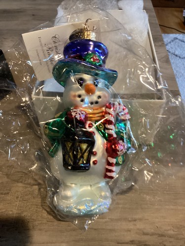 Christopher Radko Snowman Ornament Glass Footed Frosty with Lantern ...