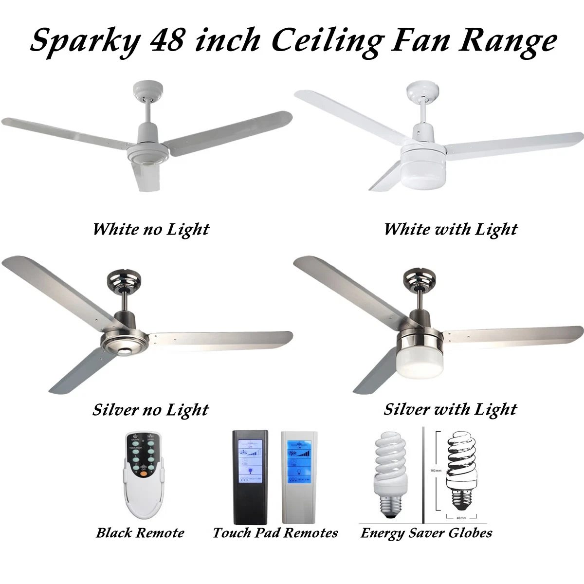Clipsal Stainless Steel Ceiling Fan With Light | Shelly Lighting