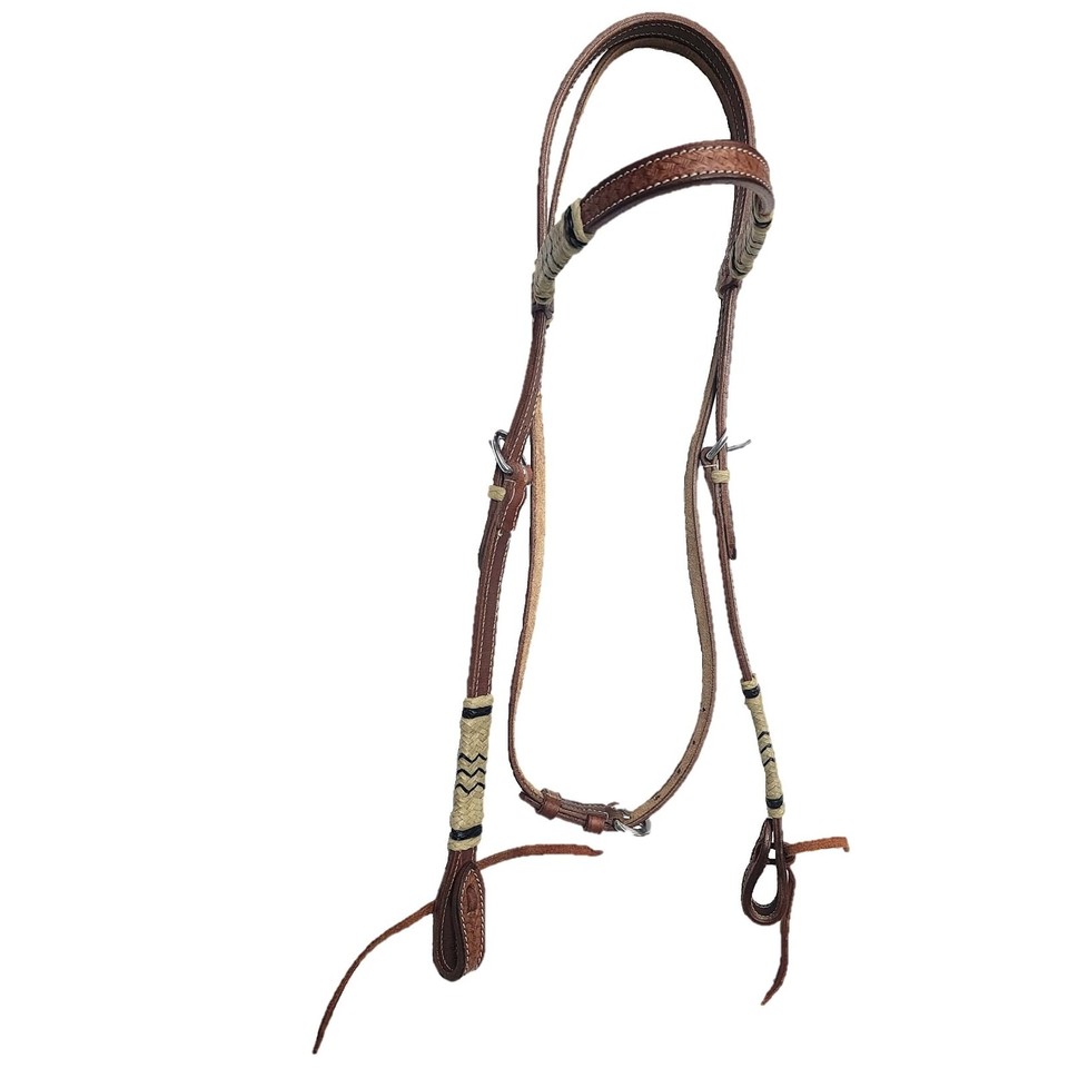Western Browband Leather Bridle w/Rawhide in Different colors | eBay