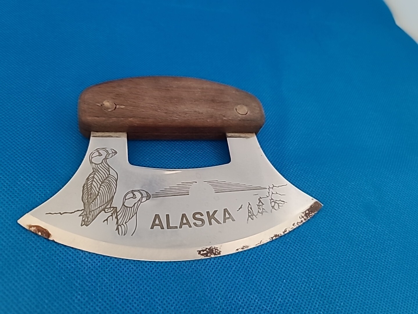 Vintage Wood Handled Alaska Food Chopper Etched Steel 6" Long Blade ...