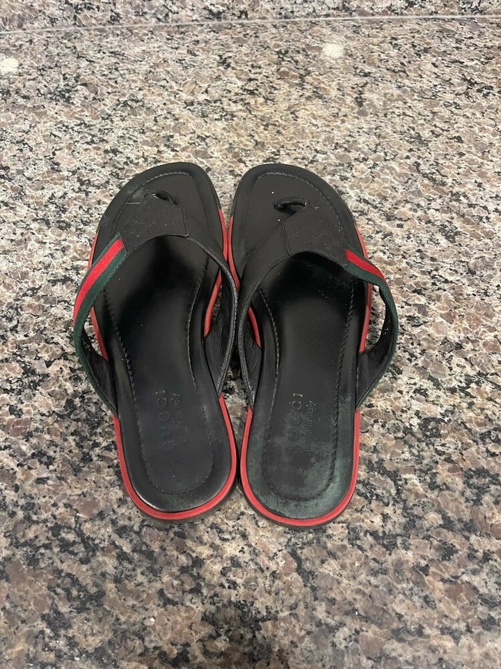 Men's Size 11.5 Gucci GG Web Flip Flop Thong Sandals Shoes SPB-JB ...