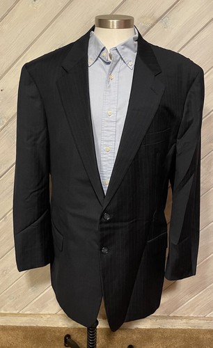 HICKEY FREEMAN Mens Blazer Sport Coat Casual Jacket Size 48L Blue Wool ...