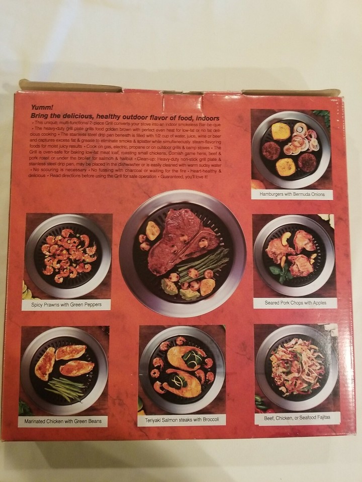Indoor Smokeless Stove Top Grill Professional Model NEW OPEN BOX 1998 ...