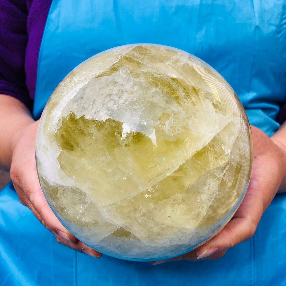 7.83LB Natural Yellow Crystal Ball Quartz Crystal Sphere Reiki Healing ...