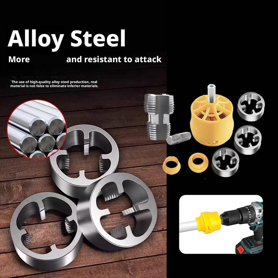 PVC Pipe Thread Maker Tool Set Electric Drill Accessories Plastic Water ...