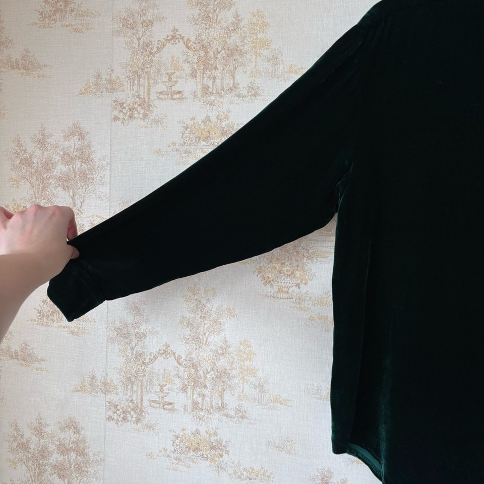 Vintage 90s forest green velvet whimsigoth fairycore button up long ...