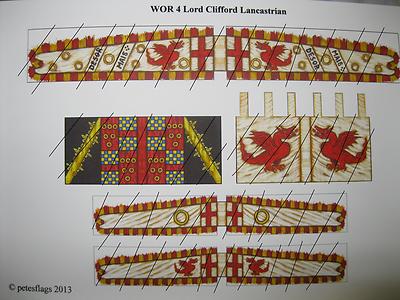15mm Medieval Wars of the Roses Flags, Lacastrian Lord Clifford WOR: 4 ...