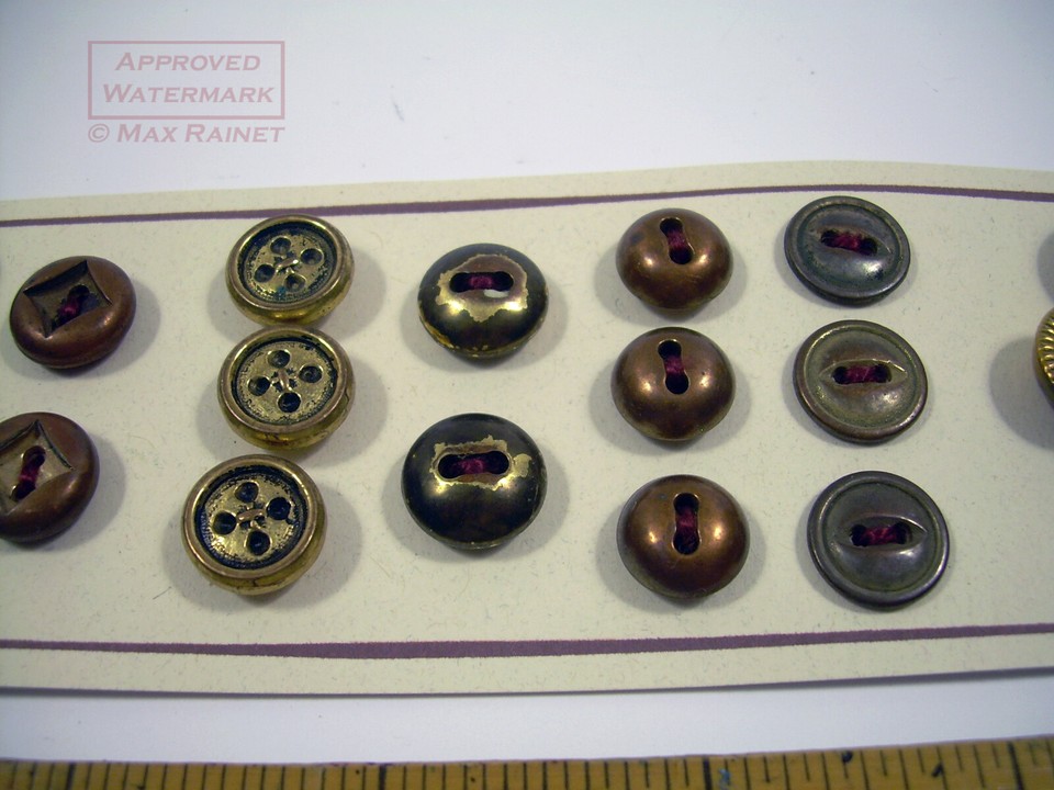 24 Round Fancy metal BUTTONS Vintage designs 7/16" to 1/2" gold copper ...
