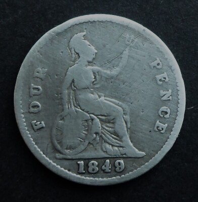 BRITISH STERLING SILVER 1849 VICTORIAN 4 PENCE 175 YEARS OLD! CAN.SHIP ...