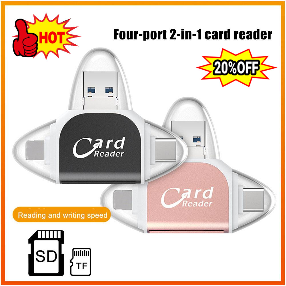 Multi-Port 4 in 1 Universal Card Reader, Memory Card Reader Multiport Adapter | eBay