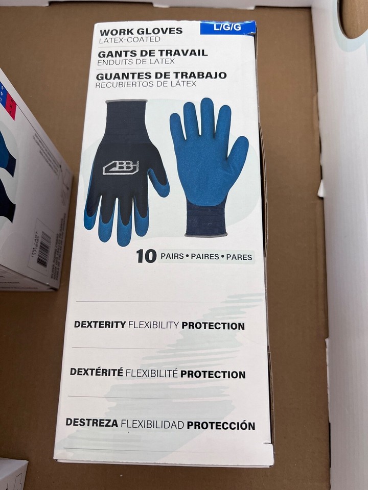 BBH Group Work Gloves Latex Foam Coated 10 Pairs Flexible knitted ...