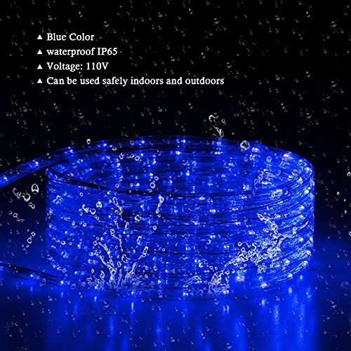 100ft Blue Rope Lights Outdoor 110v Cuttable Outdoor String Lights ...