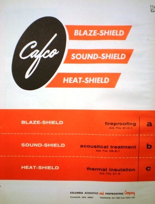 1962 CAFCO Blaze-Shield ASBESTOS Heat Insulation Fireproofing Sound ...