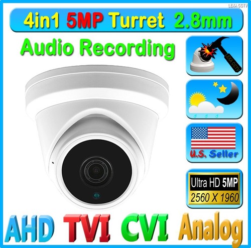 5MP 4in1 Vandal proof HD 2.8mm CCTV Camera Wide Angle Audio mic Outdoor ...
