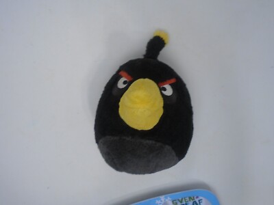 Angry Birds 2010 Black Bomber Bird 8" Plush Stuffed Animal Doll no tush ...