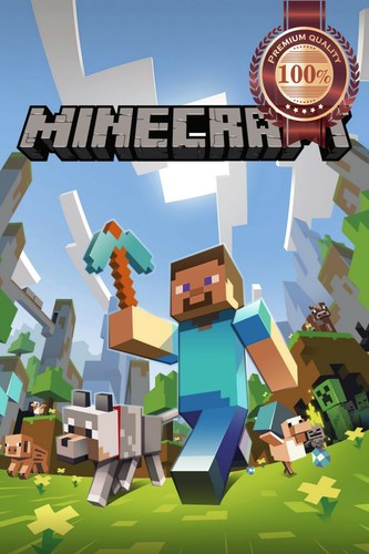 MINECRAFT MINE CRAFT STEVE WITH ANIMALS ORIGINAL ART PRINT PREMIUM ...