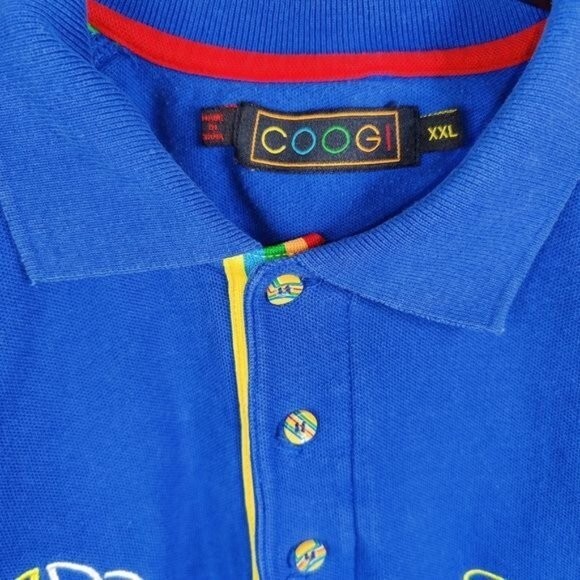 RARE Very Cool COOGI Blue Graphic Embroidered POLO Sh… - Gem