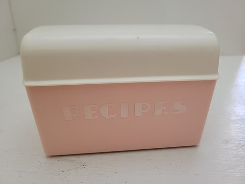 Vintage Lustro Ware Plastic Recipe Box Pink White Mid-Century Kitchen ...