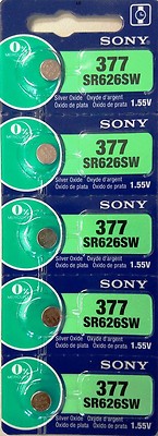 MURATA / SONY 377 SR626SW (5 piece) SR626 V377 Watch Battery USA seller ...
