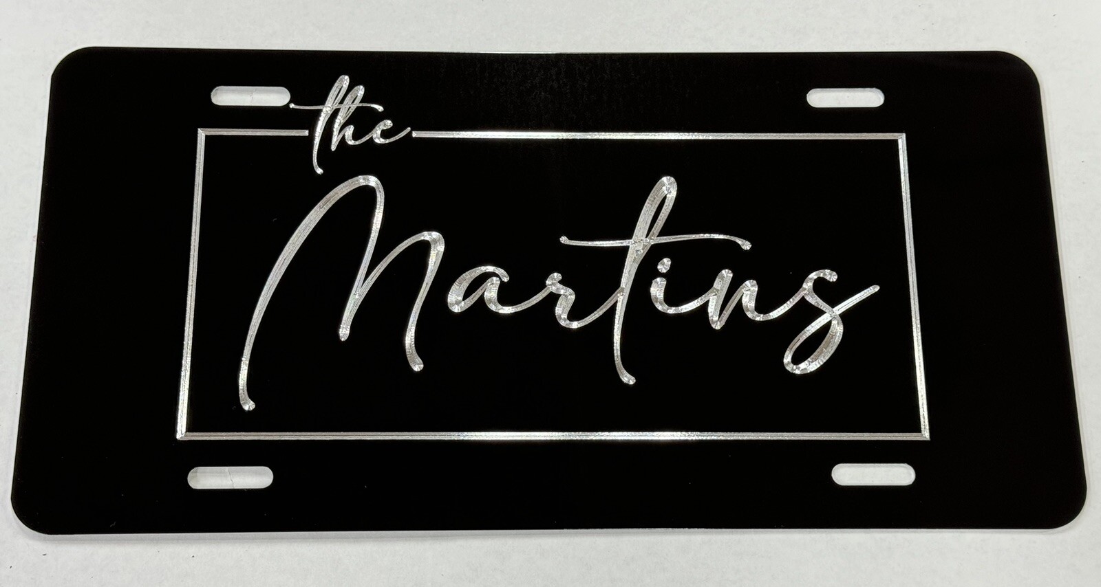 Custom Personalized Family Name Car Tag Diamond Etched Metal Front ...