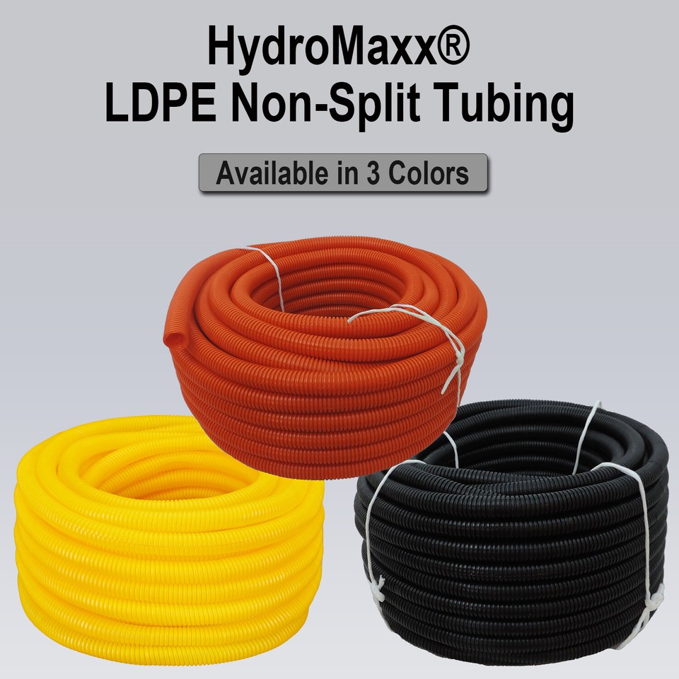 1" x 100 ft Non-Split LDPE Wire Loom Tubing - Black, Orange or Yellow ...