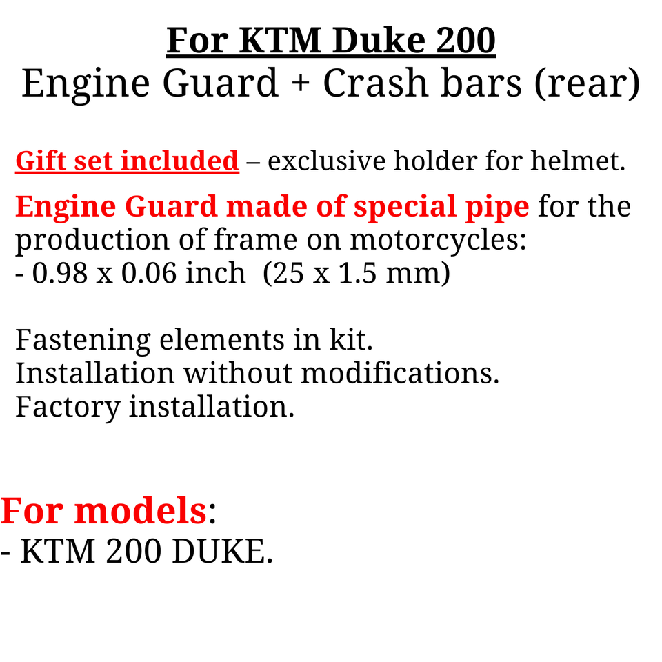 For KTM Duke 200 Engine guard KTM 200 Duke Rear crash bars Kit, Bonus ...