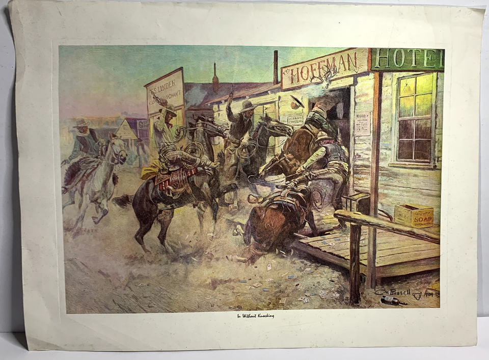 "IN WITHOUT KNOCKING." Art Print. CHARLES. M. RUSSELL 1909 | eBay