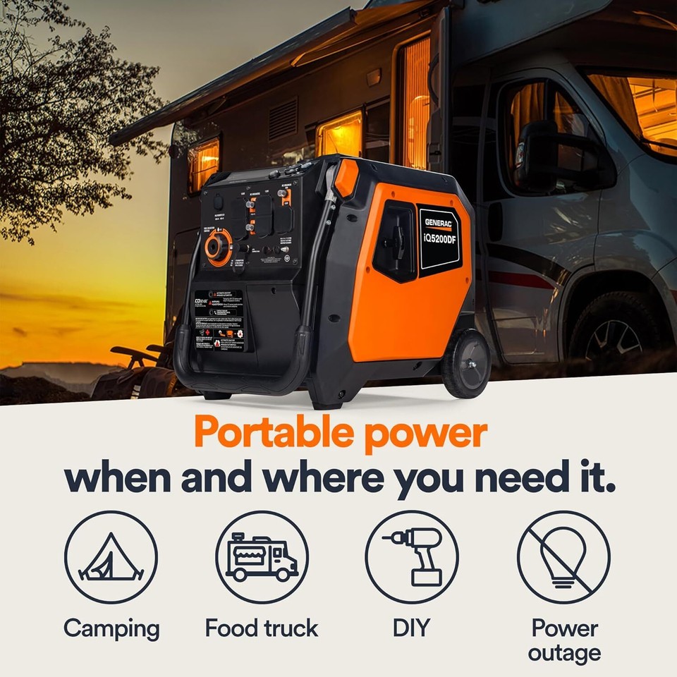 Generac 5,200-W Portable Dual Fuel Inverter Generator, Electric Start ...