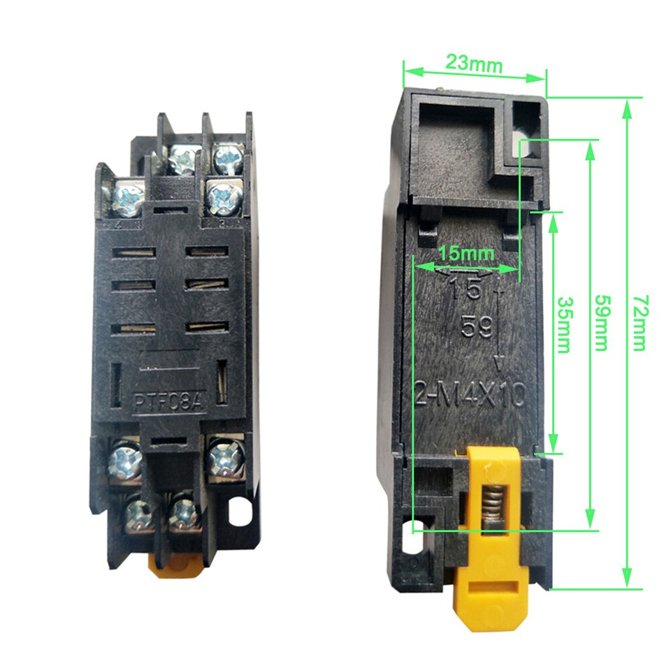 DC 12V Coil Power Relay 12A DPDT LY2NJ 8 Pin Plug in + Din Rail Socket ...