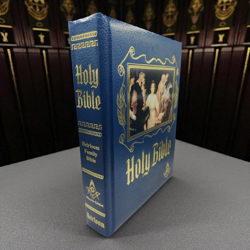 1988 Masonic Holy Bible KJV Freemason Art Master Reference Heirloom Red ...