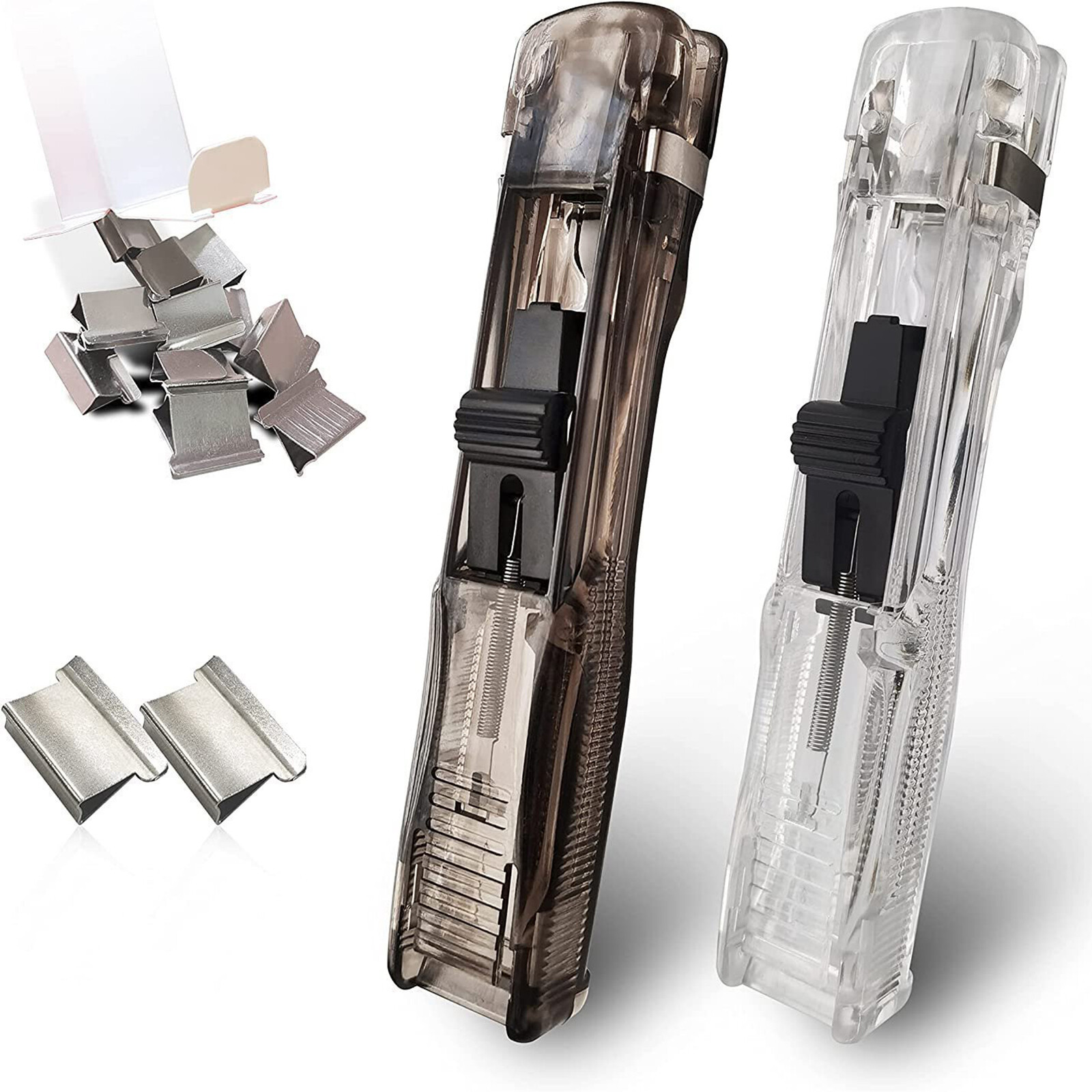 2pcs Clip Pusher Reusable Push Stapler Handheld with Spare Clips School ...