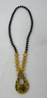 Women's Long Chunky Beaded Handmade Statement Necklace w/Tear Drop ...